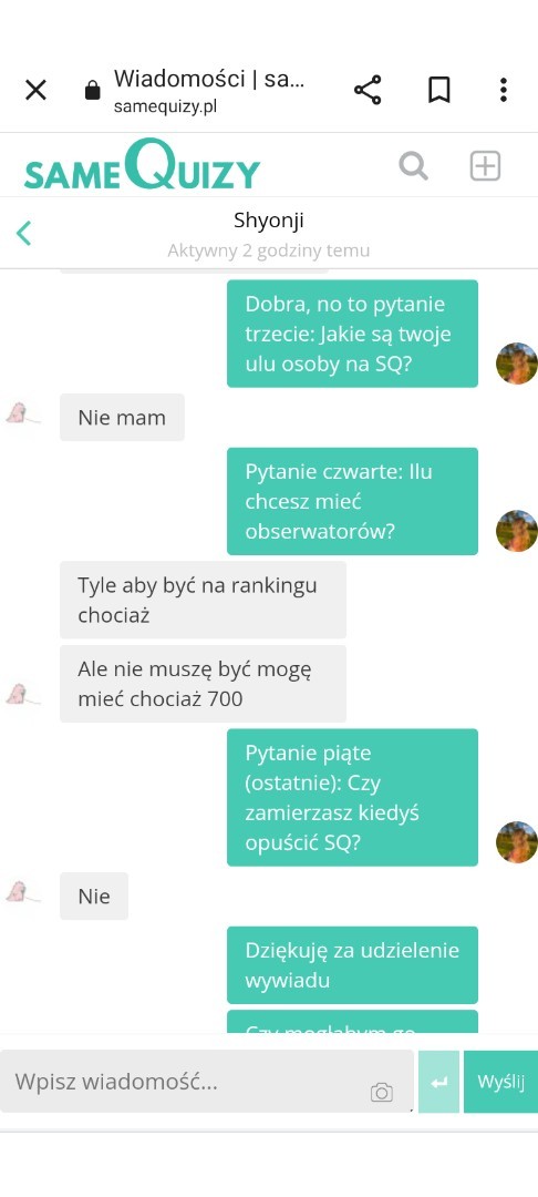 Wywiad z użytkownikiem Shyonji | sameQuizy
