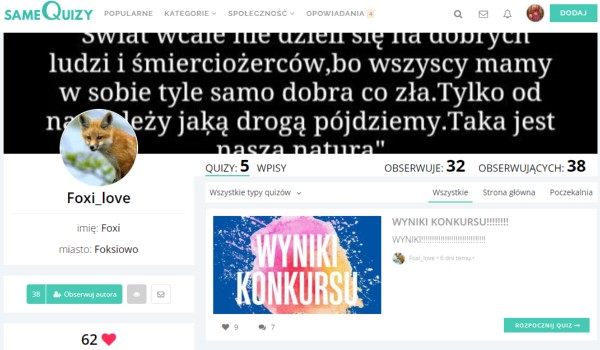 OCENIANIE PROFILU @Foxi_love | sameQuizy